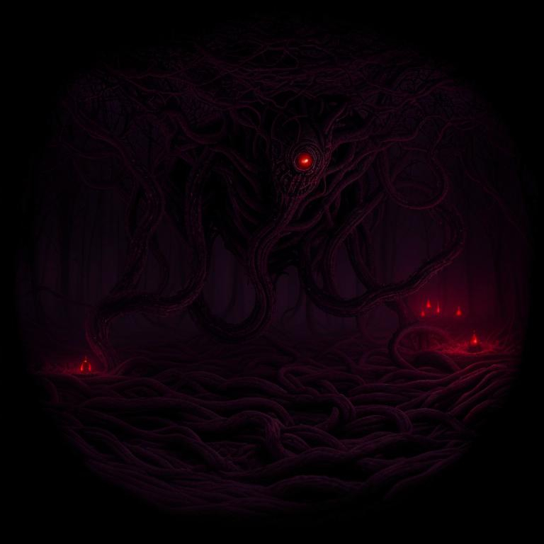 eldritch mass of writhing void tendrils emanating fr...