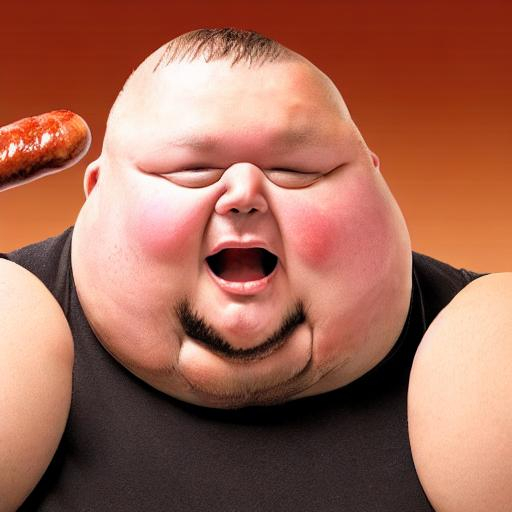 super fat man with sausage | OpenArt