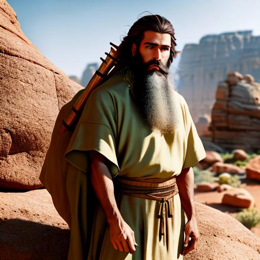 A tall tan man wearing ancient primitive hebrew line... | OpenArt