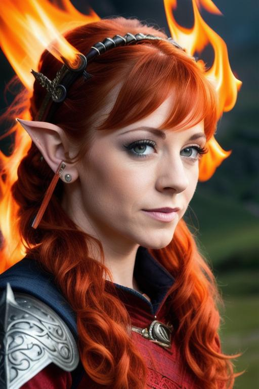 a closeup portrait Lindsey Stirling, age 35, red hai... | OpenArt