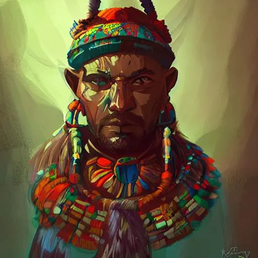 impressionist painting of an African wizard shooting... | OpenArt