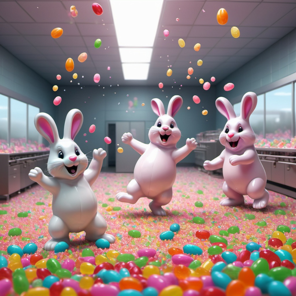 happy Easter bunnies dancing in a gummybear producti...