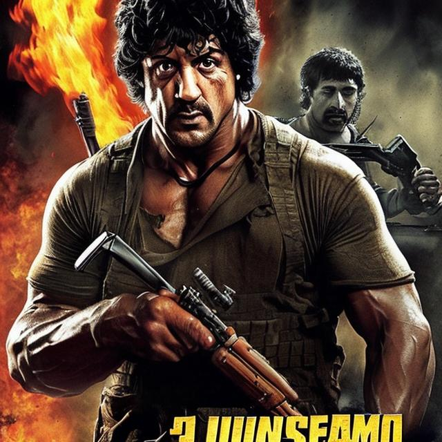 john rambo with a thick mustache played by young syl...