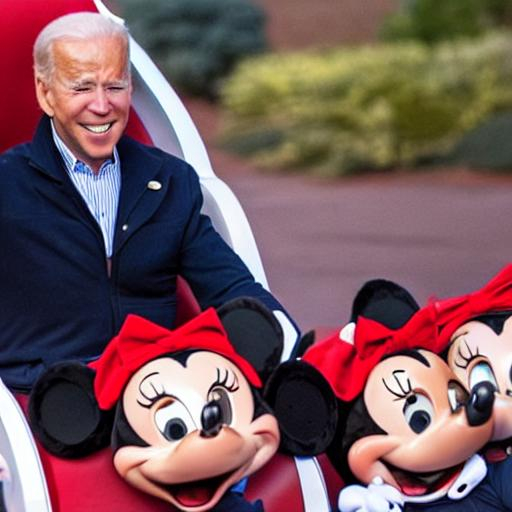 joe biden riding a ride at disney | OpenArt