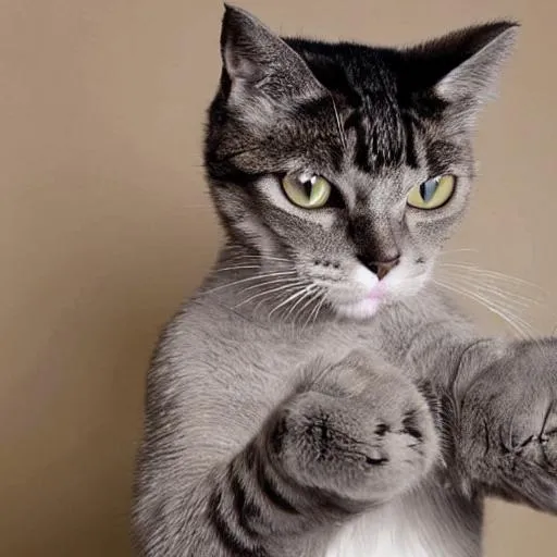 small black cat giant claws fighting ripping open bi... | OpenArt