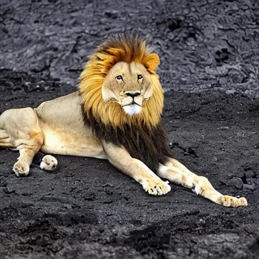 Lion siting on a rock in the savanna | OpenArt
