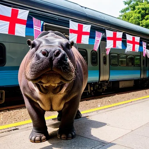 RAW photo, detailed photo of a hippo standing on a b...