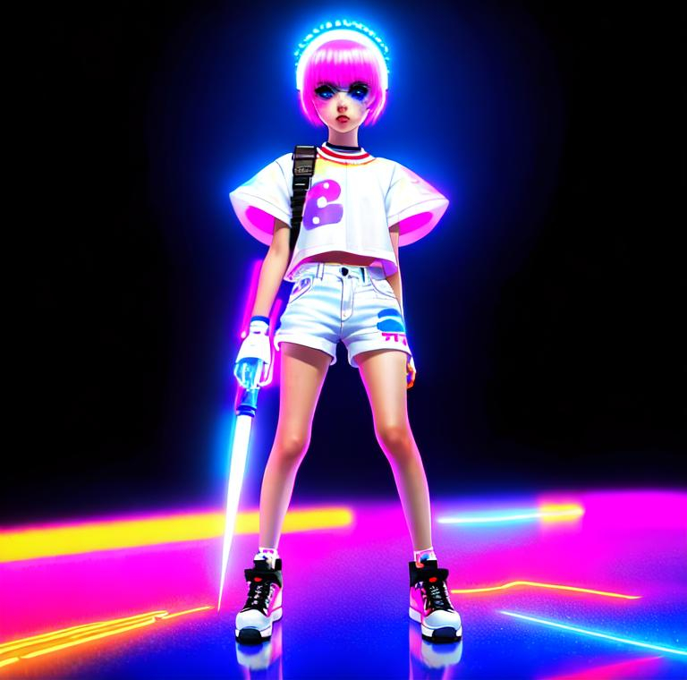 a full body colorful stunning, cyber kid, photoreal... | OpenArt