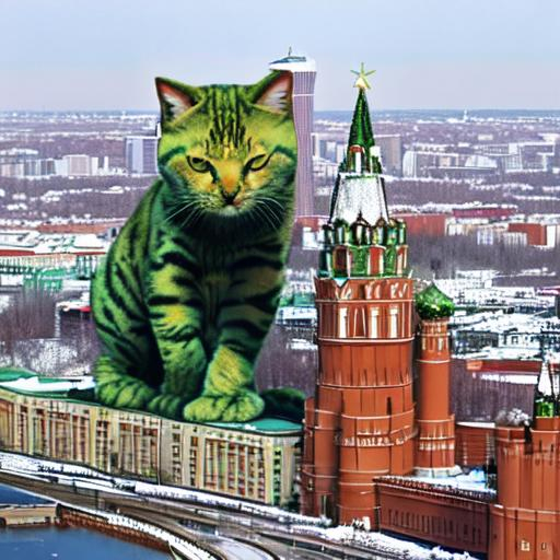 very big home cat destroing the moscow city | OpenArt