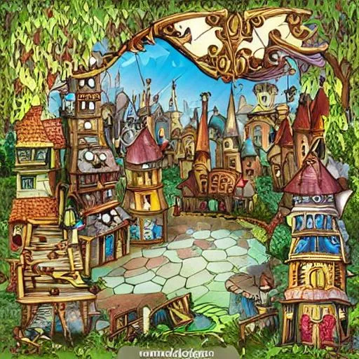 wonderland storybook magic town, medieval fantasy, b... | OpenArt