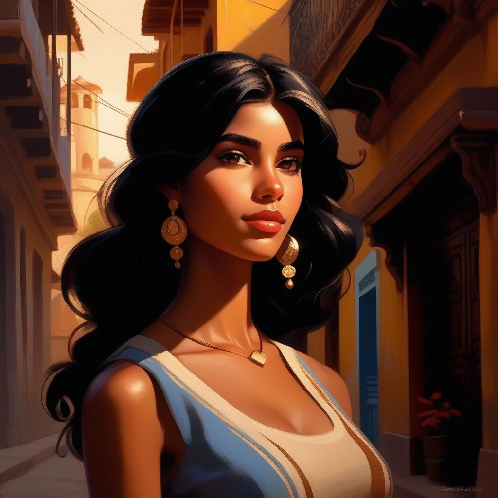 Third person, gameplay, Cuban girl, tan skin, black...