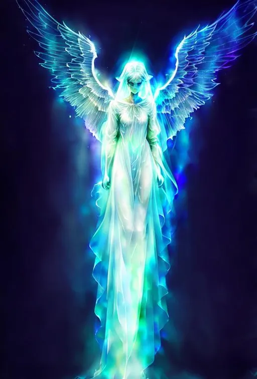 Beautiful spectral angel, patronus, transparent, cau...