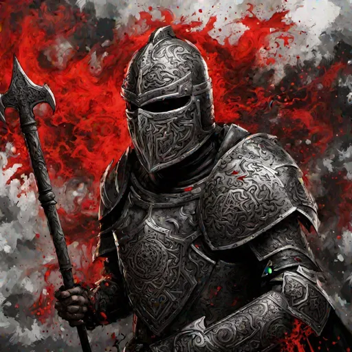 Dark fantasy medieval knight with axe and strange oc... | OpenArt