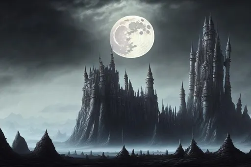 highly detailed concept art of an alien castle in a...