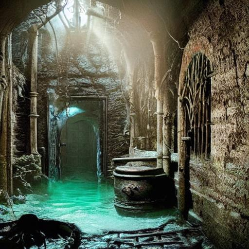a fantasy rpg underground dungeon sewer with a water...