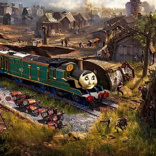 digital art, 8k, masterpiece, Thomas the tank engine...