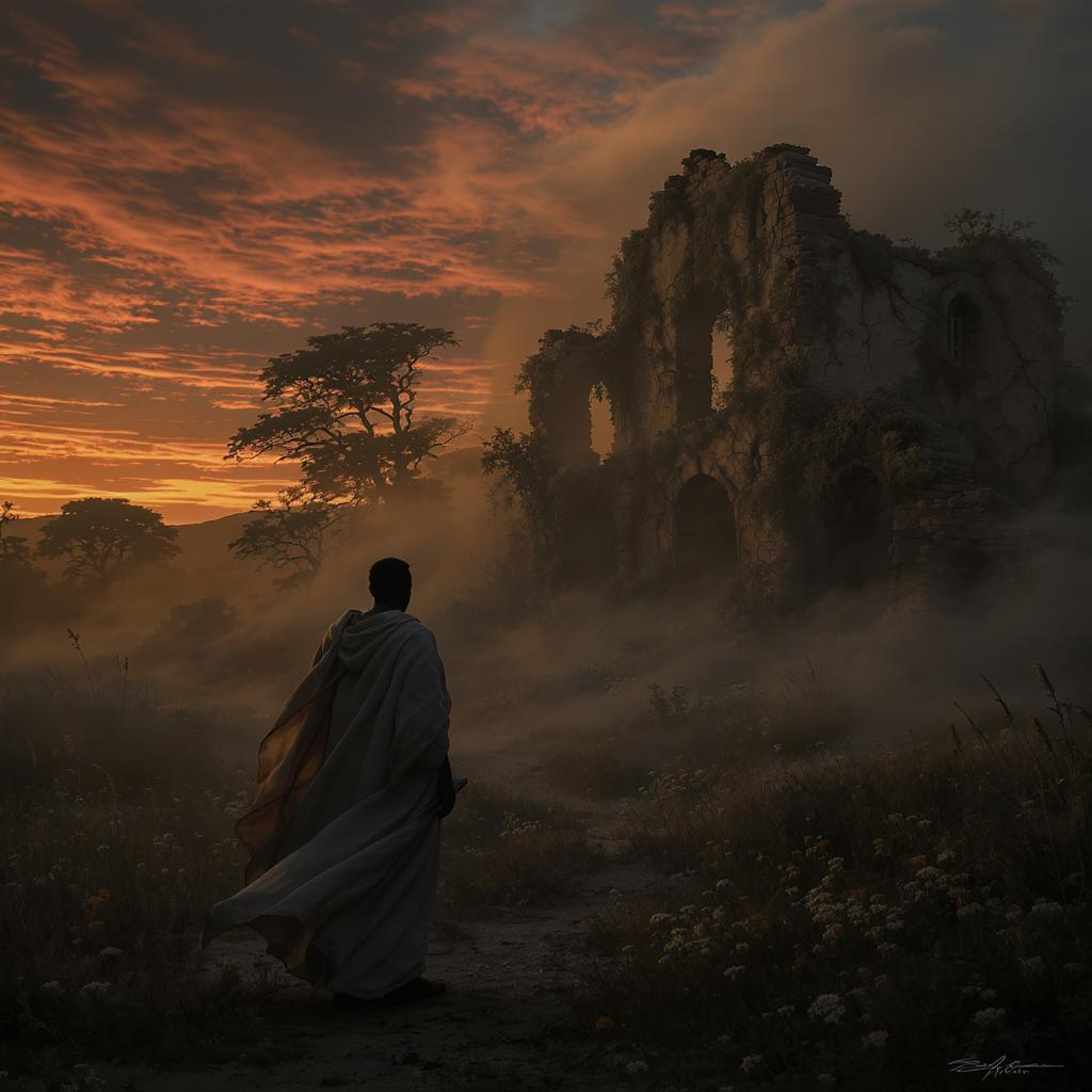 a photorealistic image of a A solitary Black figure...