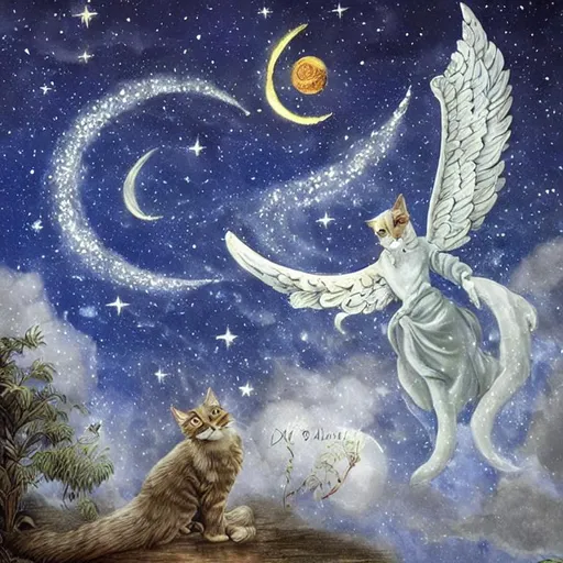 Gato angel biblicamente correcto, arte renacentista,... | OpenArt