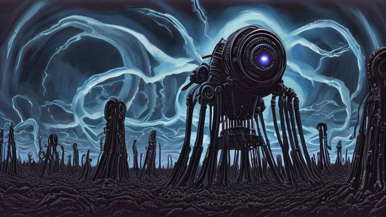 Ominous eldritch machines in the sky | OpenArt