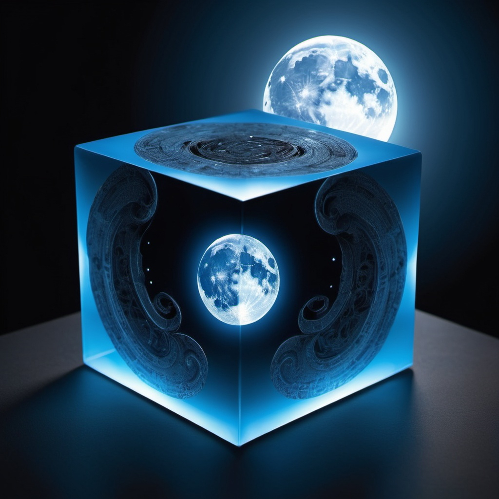 can not escape this falling moon trapped in a cube,...