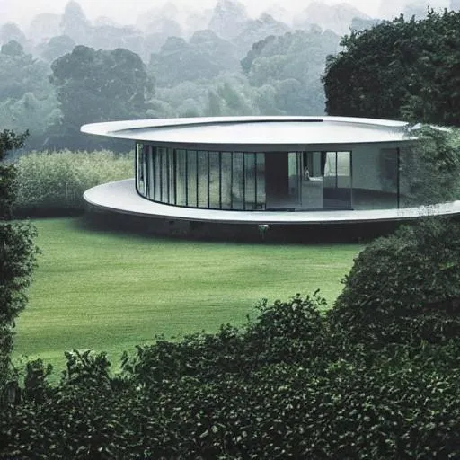 Modern house, circular plan, round plan, realistic,... | OpenArt