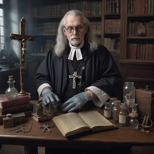 "Photorealistic elderly Dutch professor in Victorian...