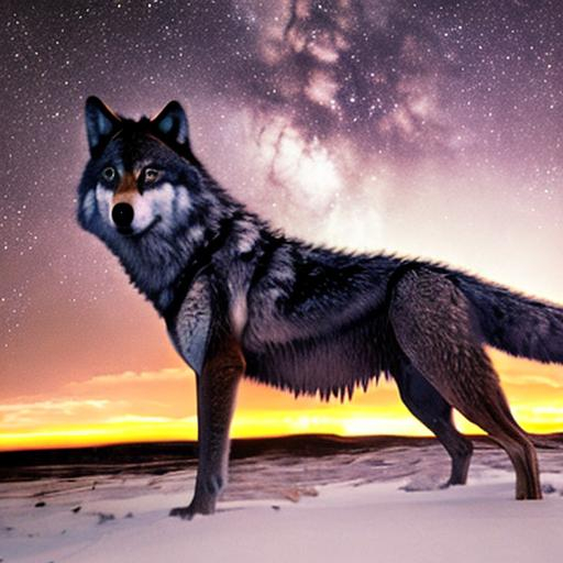 close up of wolf standing, looking out across the ho... | OpenArt