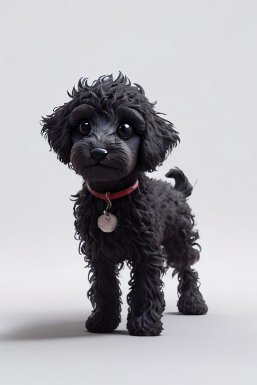 3d soft black cavoodle dog, cute, big eyes, Pixar Re...