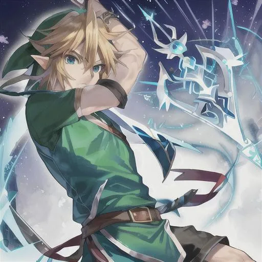 link with the master sword on his back in its sheath...