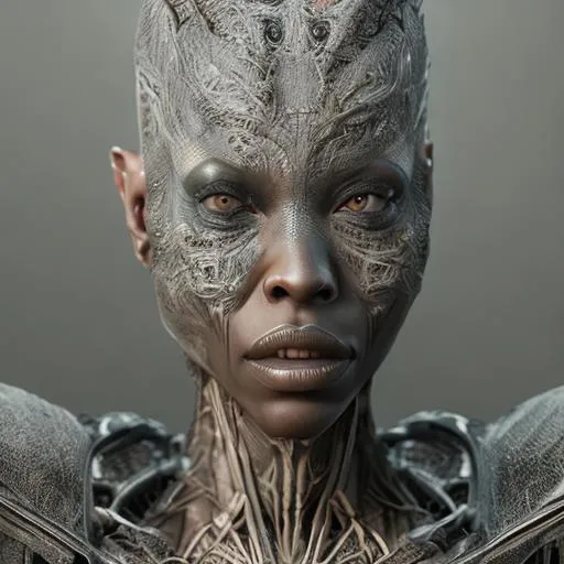 portrait painting of a grey female alien that looks... | OpenArt