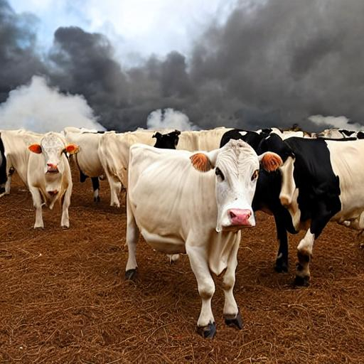 Cows emitting methane fumes