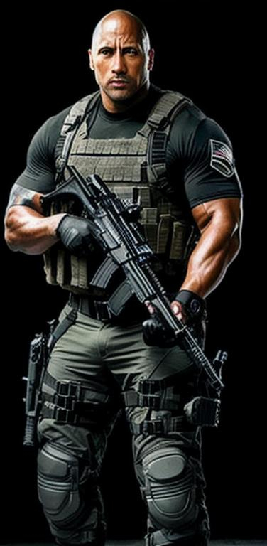 dwayne johnson in full tactical gear resident evil s...
