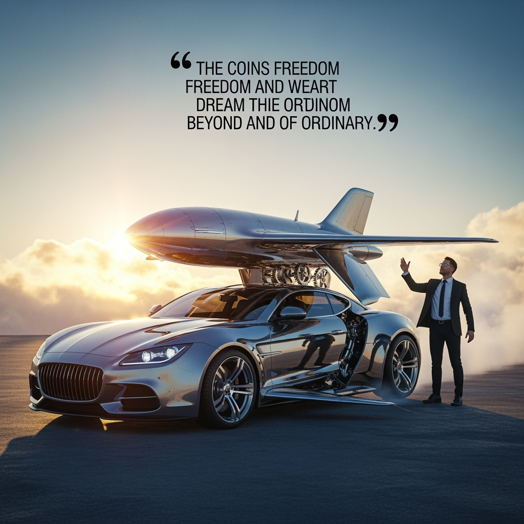 A car gets transformed into plane and man appear a...