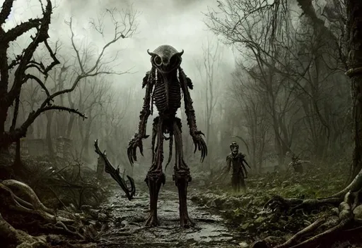 dark fantasy, lovecraft horror, alien sewer robot, p...