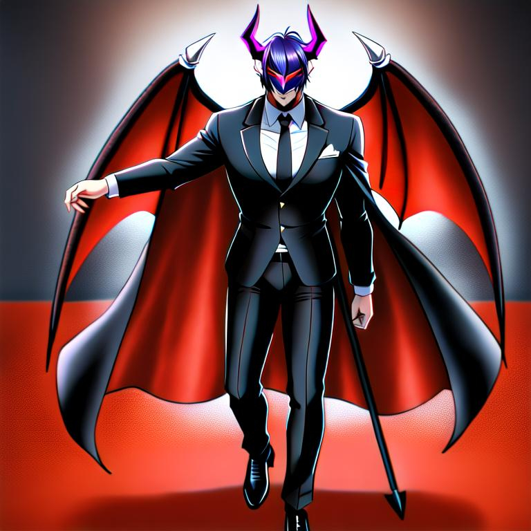 A man demon villain in a suit that looks like a hero... | OpenArt