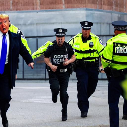 Running from cops Donald Trump about to be arrested | OpenArt
