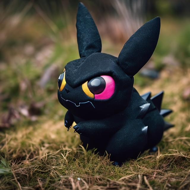 a photo of a goth pikachu in the wild
