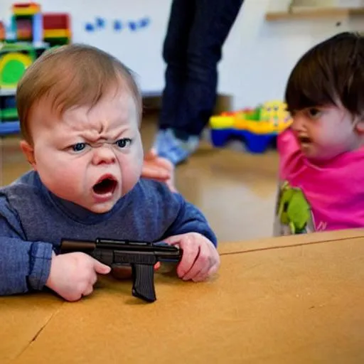 baby with a gun | OpenArt