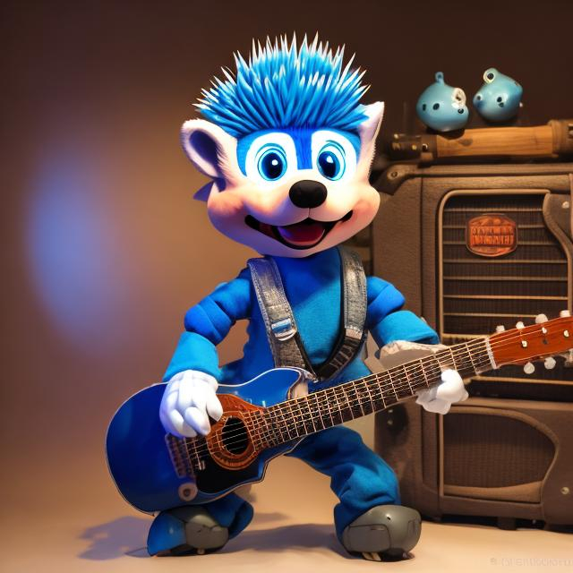Animatronic humanoid hedgehog with blue eyes and a g... | OpenArt
