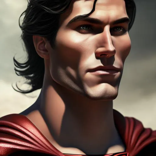 "Henry Cavill as long hair, black suit superman, 334... | OpenArt