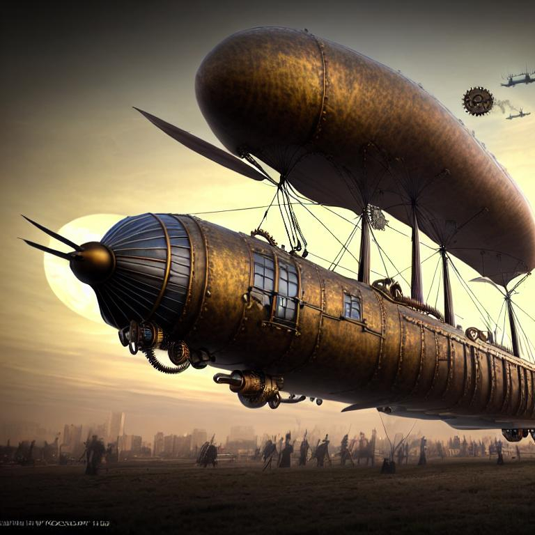 steampunk war airship 8k HDR | OpenArt