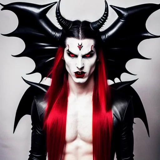 full body pose , demonic girl, black sclera, red and... | OpenArt