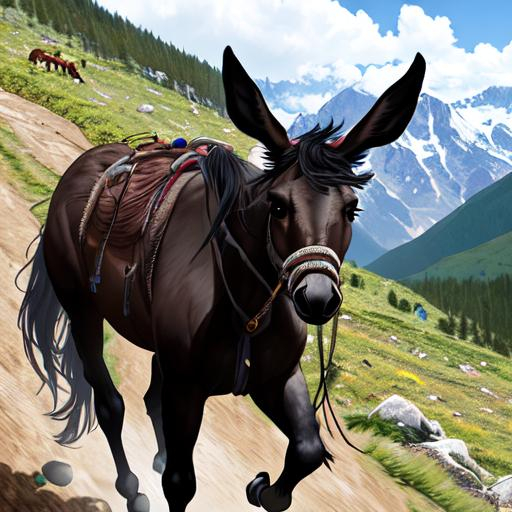 8k, realistic mule, black legs, spotted hair, travel... | OpenArt