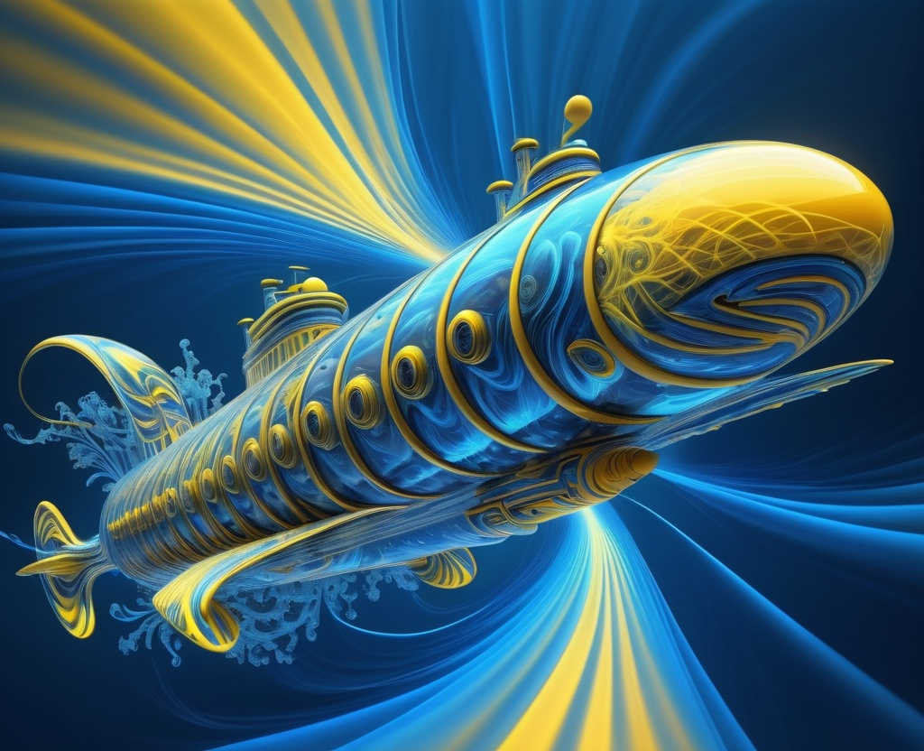 A Kinetic ocean Fractal representation of a soaring...