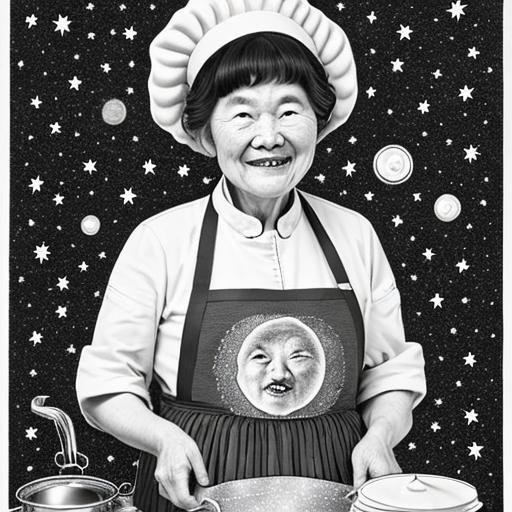 A celestial granny cook, by Sophia Chen, wearing a... | OpenArt