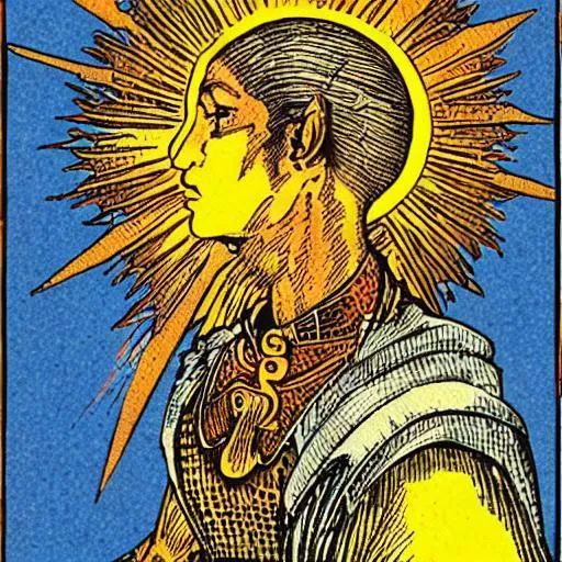 tarot card the sun highly detailed side profile man | OpenArt