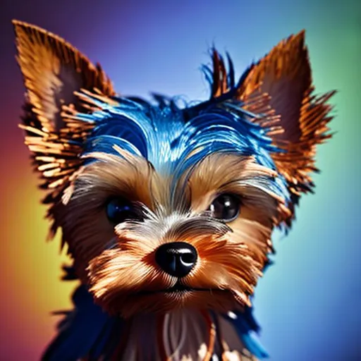3d fluffy SILVER YORKSHIRE TERRIER, closeup cute and... | OpenArt