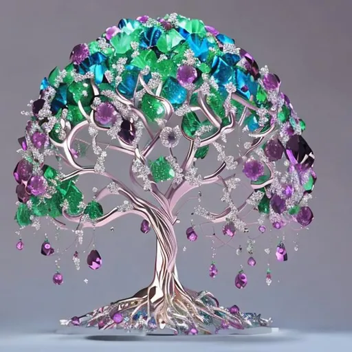trees made of fancy gems realistic