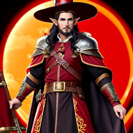 An Elf wearing red and gold spanish inquisition/viki...