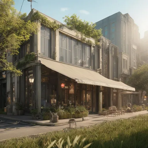 urban downtown storefront, cafe, sunny day, Realisti... | OpenArt